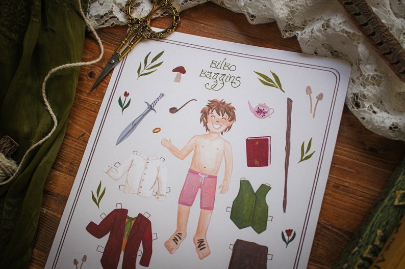 Literary Paper Doll Bilbo Baggins Paper Craft - Etsy