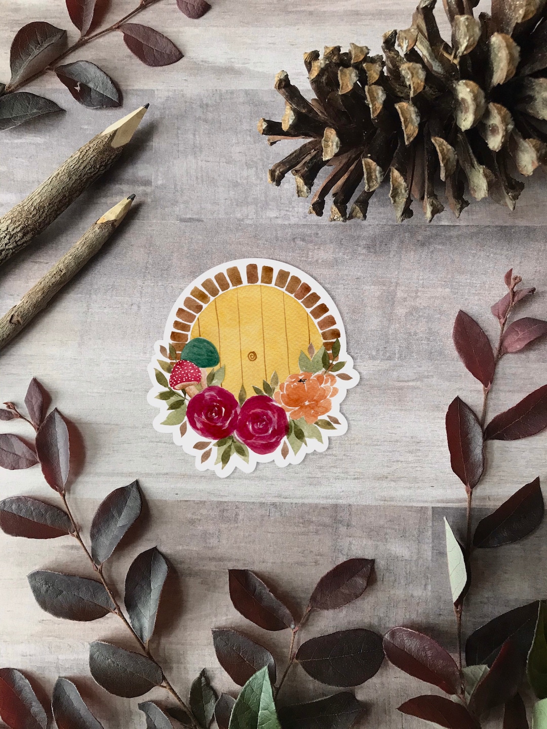 Autumn Hobbit Hole Watercolor Sticker | Yellow Door | Hobbit at Heart ...