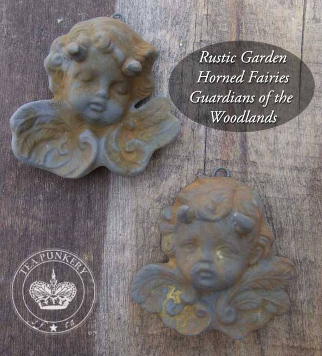 Rustic Horned Faries Ceramic Iron Patina - Etsy