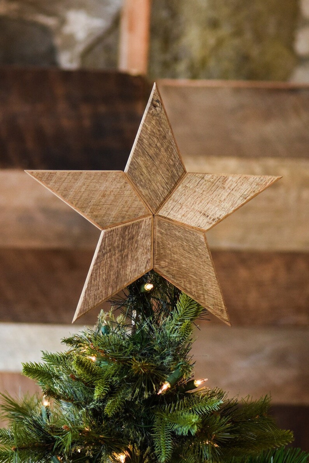 Natural Wood Star Christmas Tree Topper Decoration Star Tree - Etsy