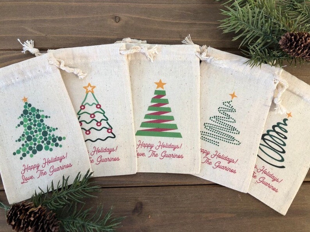 Set of 10 Personalized Christmas Favor Bags / Assorted - Etsy