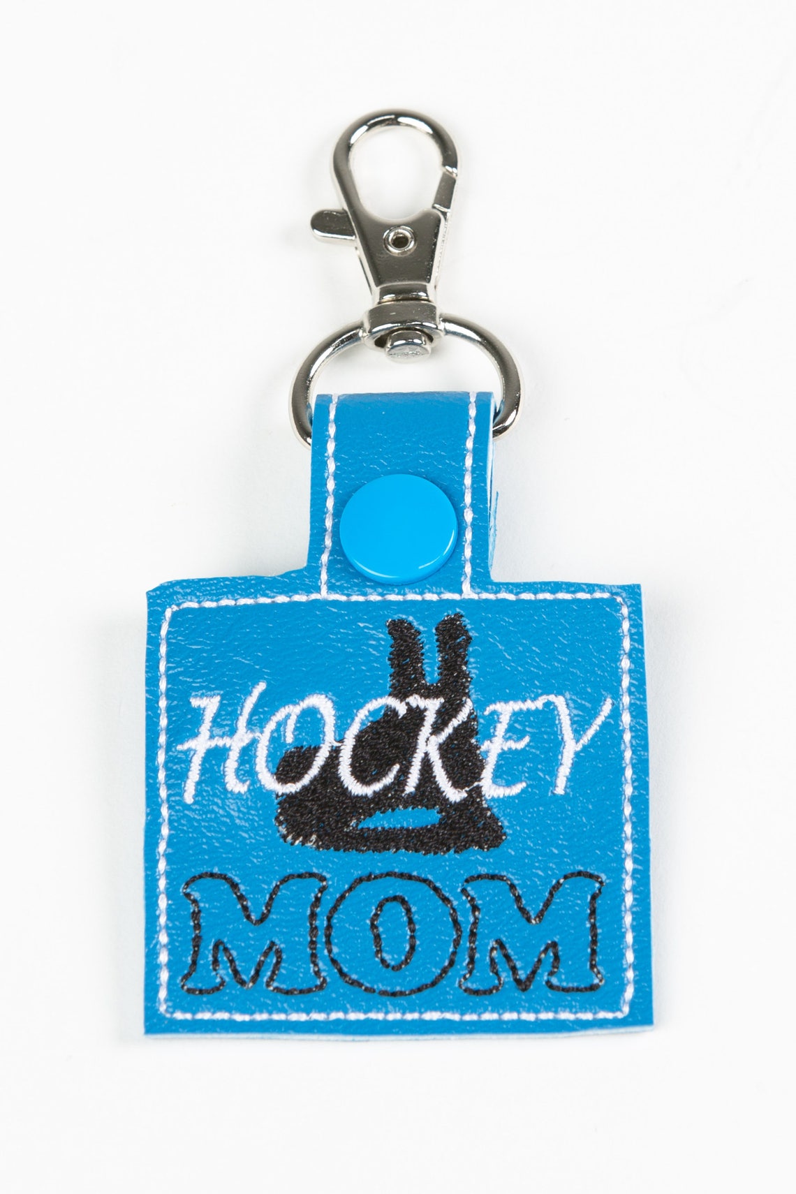 Hockey Mom Bag Tag Snap Key Fob Key Chain, Embroidered Vinyl in Your ...