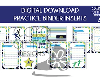 DIGITAL DOWNLOAD Figure Skater Practice Binder Page Inserts Rainbow ...