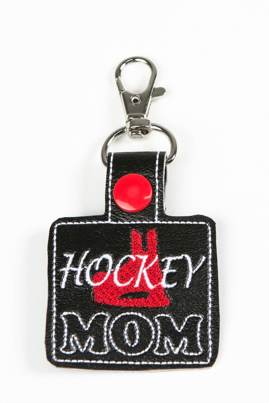 Hockey Mom Bag Tag Snap Key Fob Key Chain, Embroidered Vinyl in Your ...
