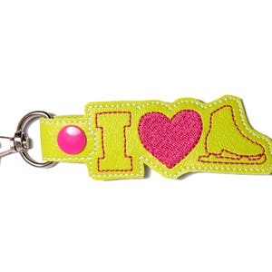 Skating Love Bag Tag Snap Key Fob Key Chain, Embroidered Vinyl in Your ...