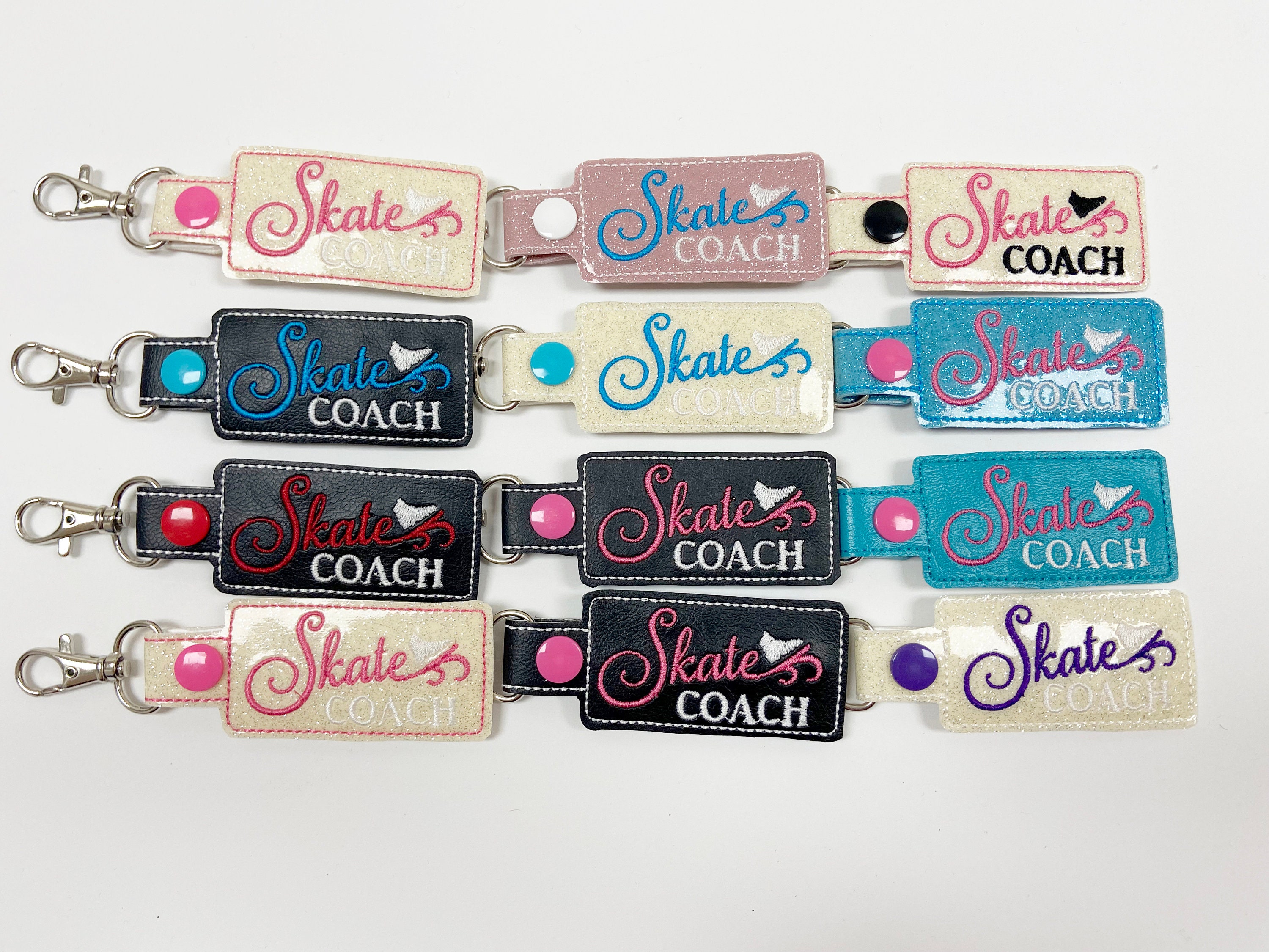 Skate Coach Bag Tag Snap Key Fob Key Chain Embroidered Vinyl - Etsy