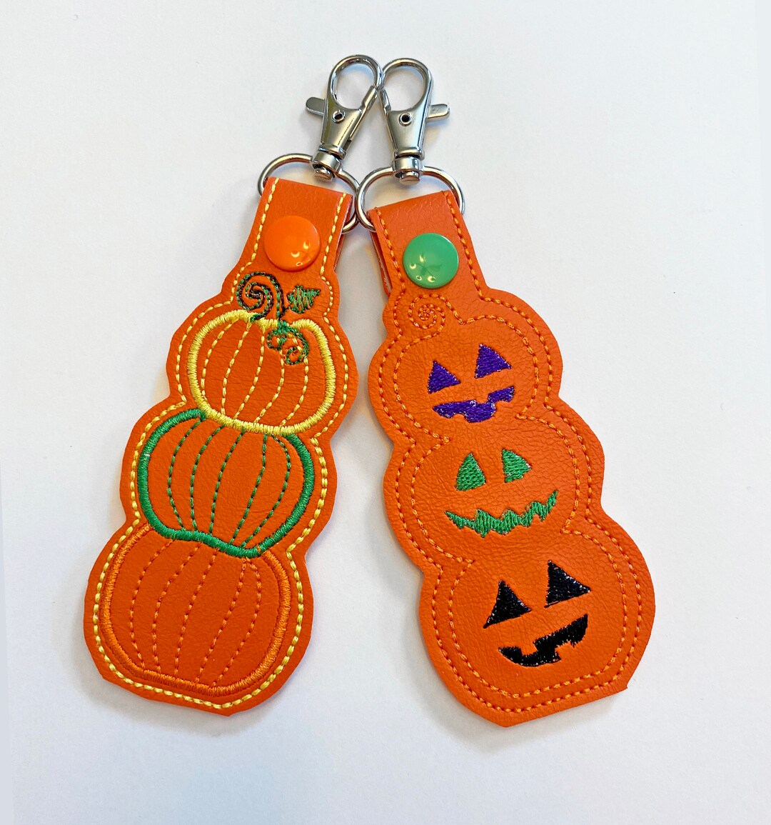 Pumpkin Lip Balm Holder Key Chain, Embroidered Vinyl With Snap ...