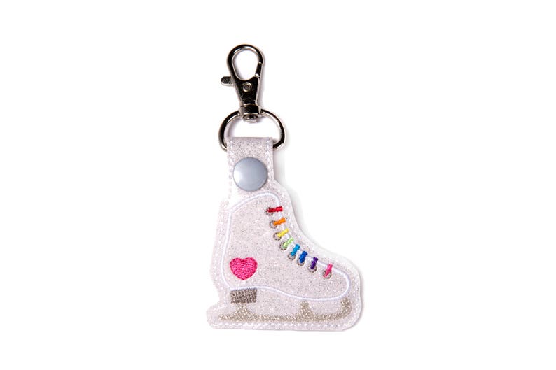 Ice Skate Snap Key Fob Key Chain Embroidered Vinyl in Your - Etsy