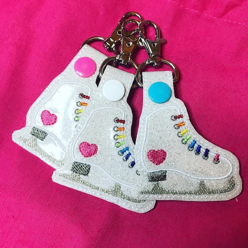 Ice Skate Snap Key Fob Key Chain Embroidered Vinyl in Your - Etsy