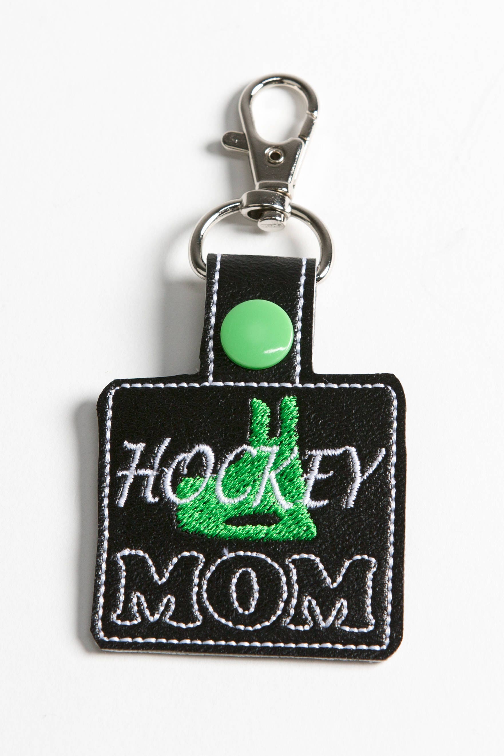 Hockey Mom Bag Tag Snap Key Fob Key Chain, Embroidered Vinyl in Your ...