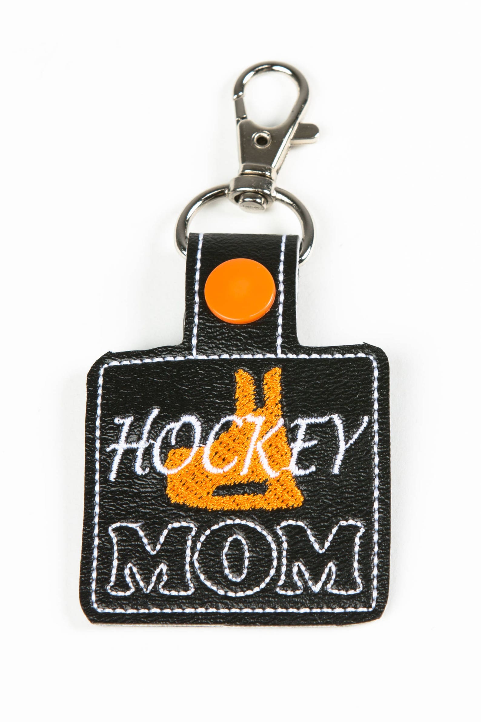 Hockey Mom Bag Tag Snap Key Fob Key Chain, Embroidered Vinyl in Your ...