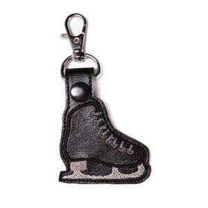 Ice Skate Snap Key Fob Key Chain, Embroidered Vinyl in Your Choice of 2 ...