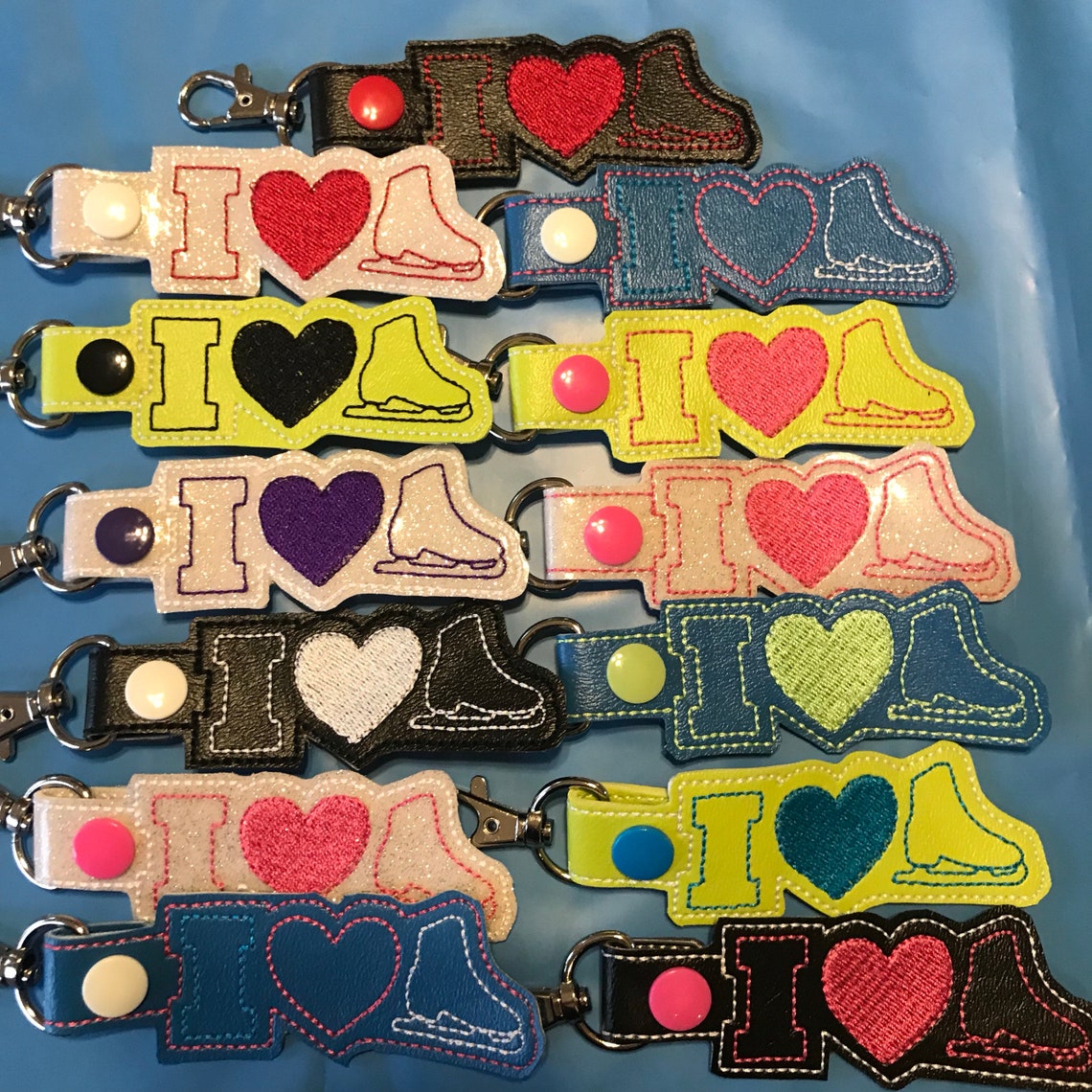 Skating Love Bag Tag Snap Key Fob Key Chain Embroidered Vinyl | Etsy