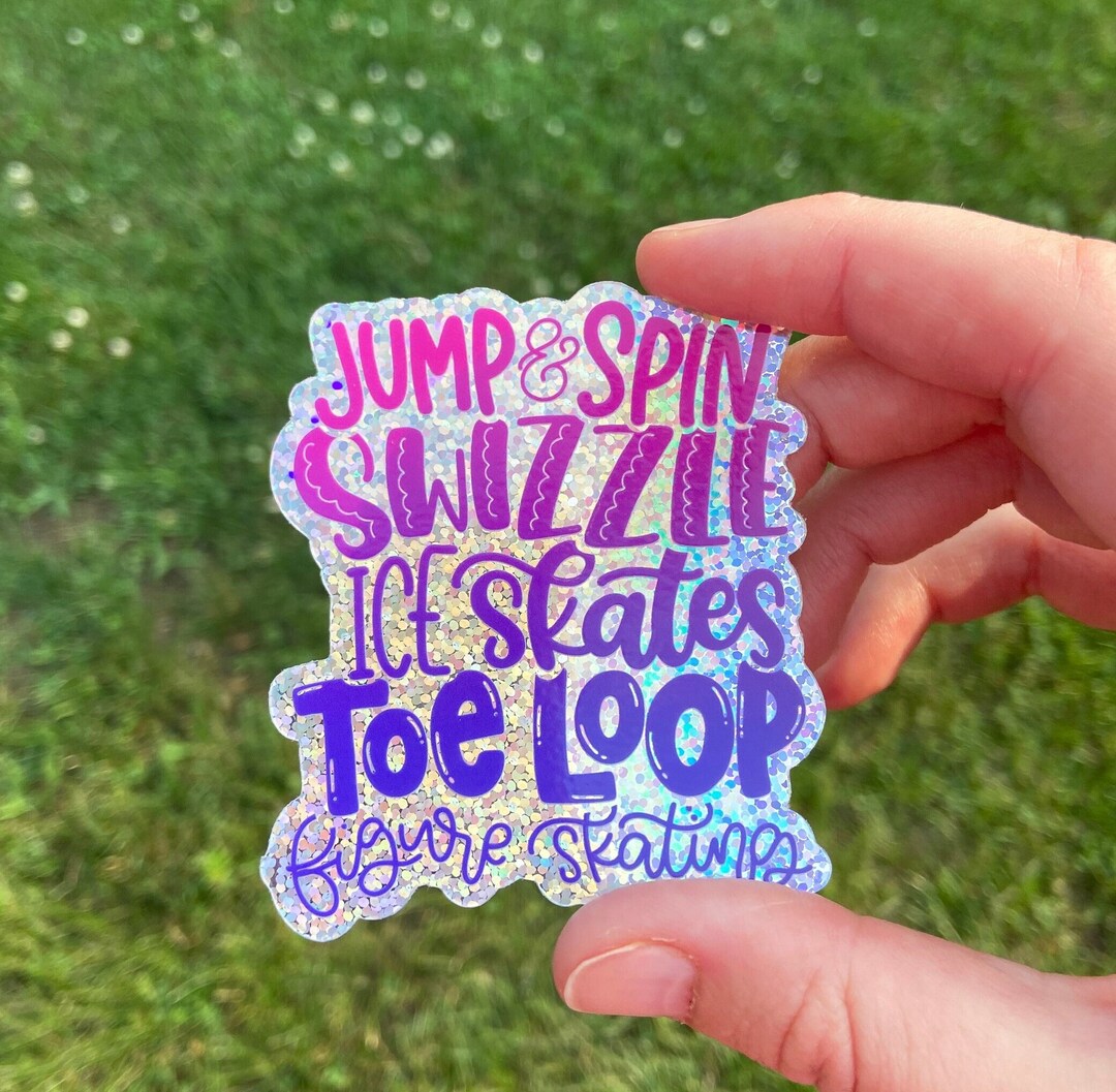Glitter Sparkle Ice Skate Words Skating List Water Bottle Vinyl Sticker ...