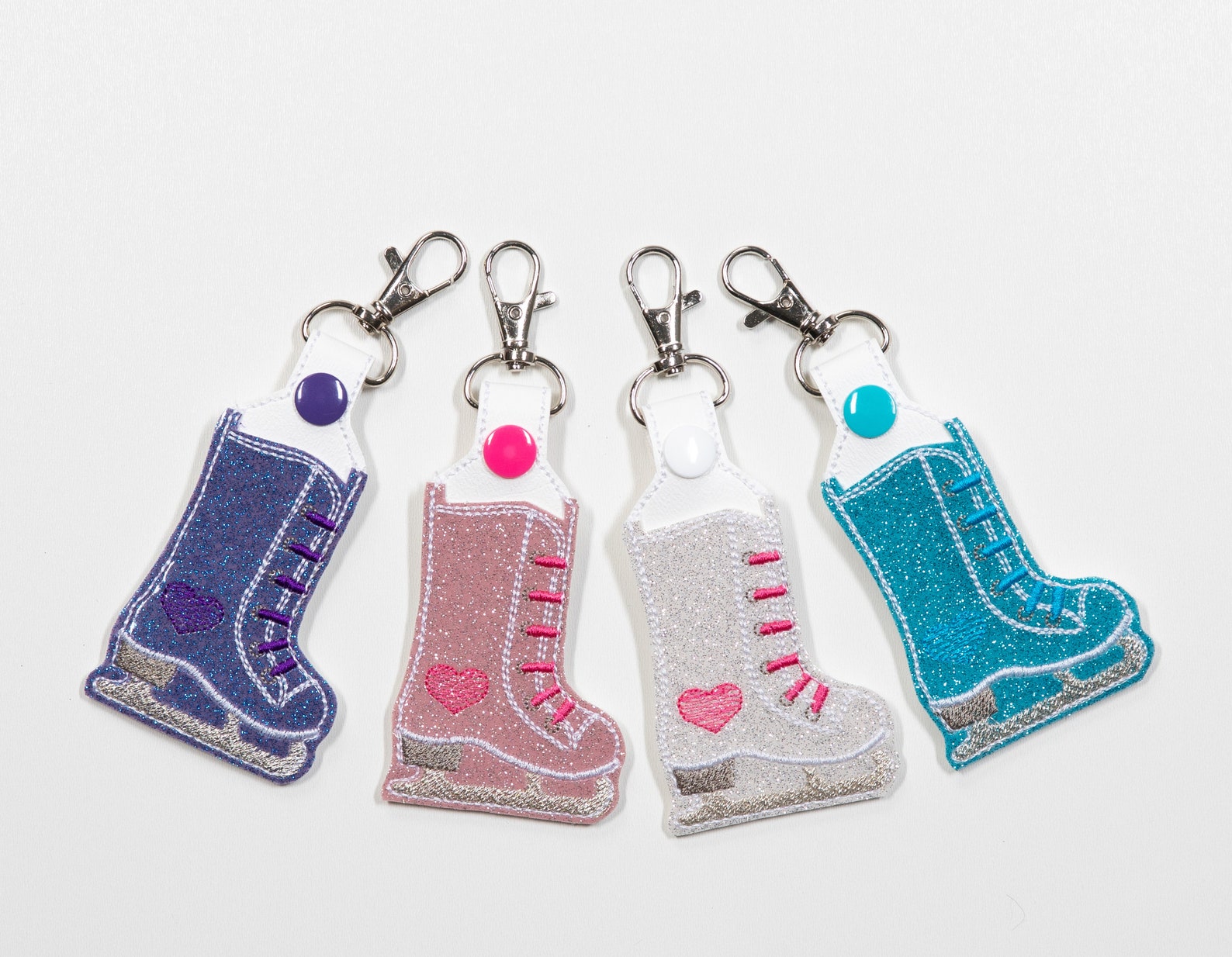 Ice Skate Lip Balm Holder Key Chain, Embroidered Vinyl in Your Choice ...