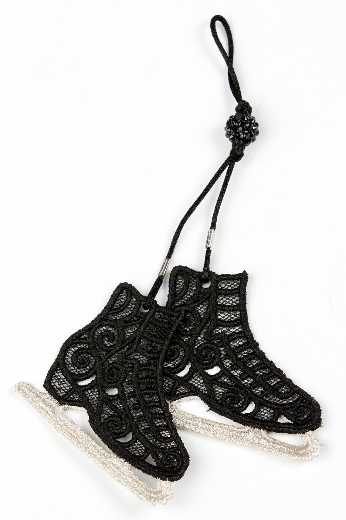 Lace Ice Skate Ornament White Figure Skates Black Skates Christmas Tree ...