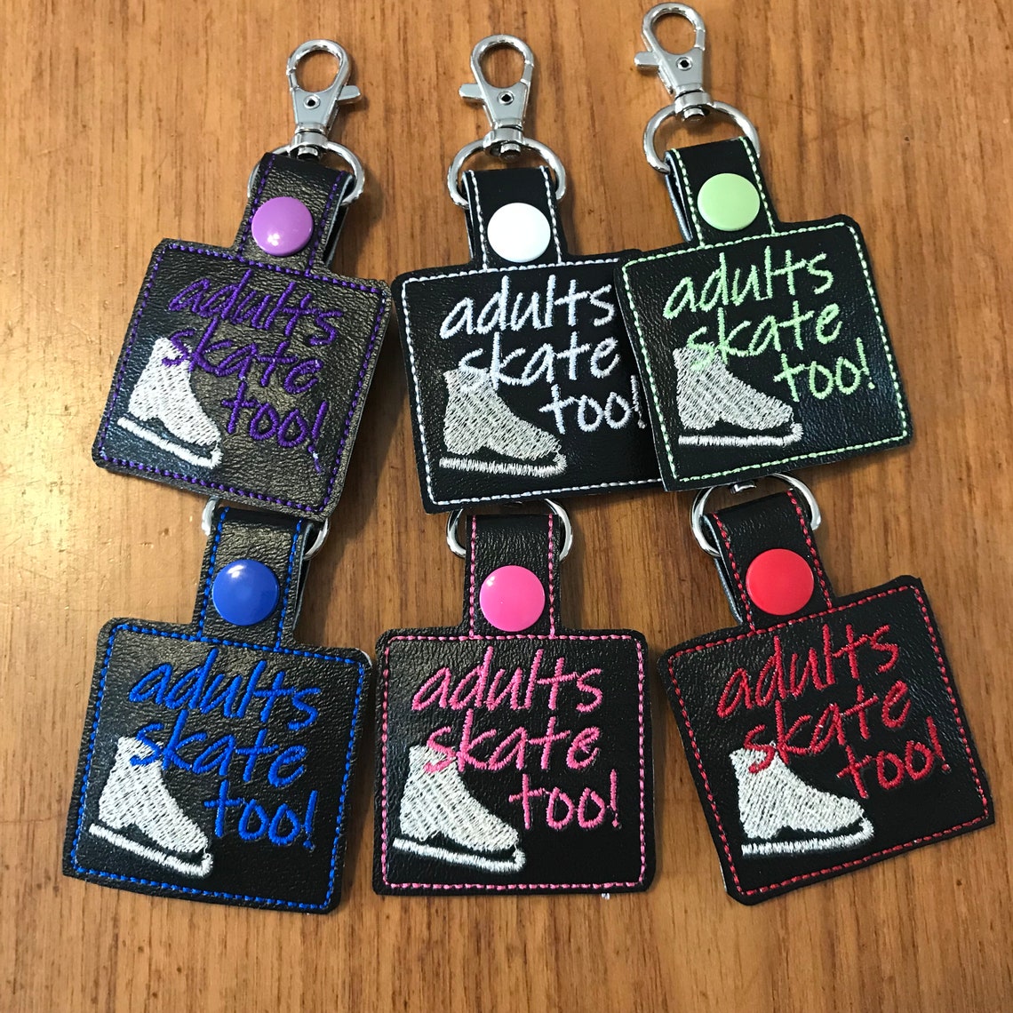 Adults Skate Too Square Snap Key Fob Key Chain Embroidered | Etsy