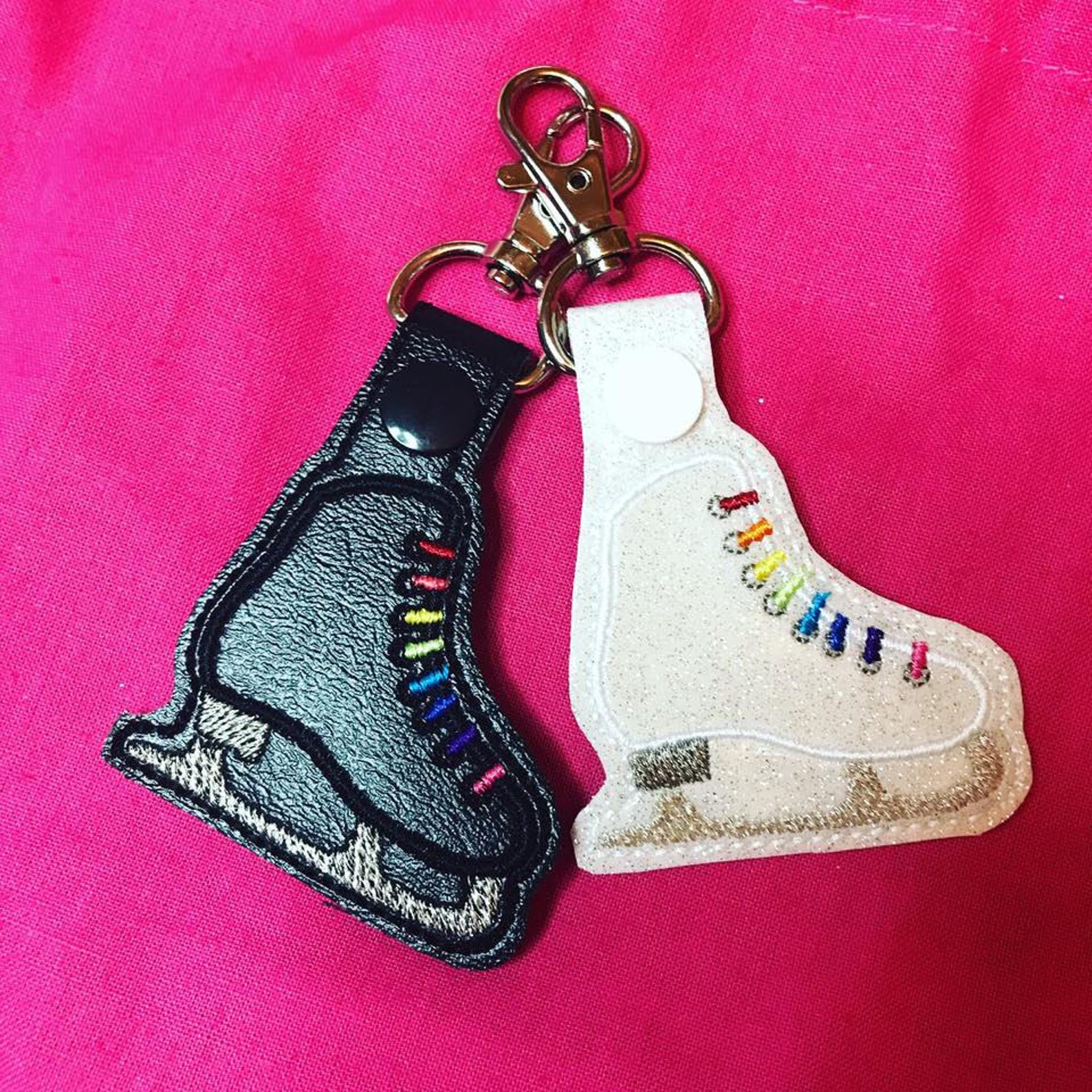 Ice Skate Snap Key Fob Key Chain Embroidered Vinyl in Your | Etsy