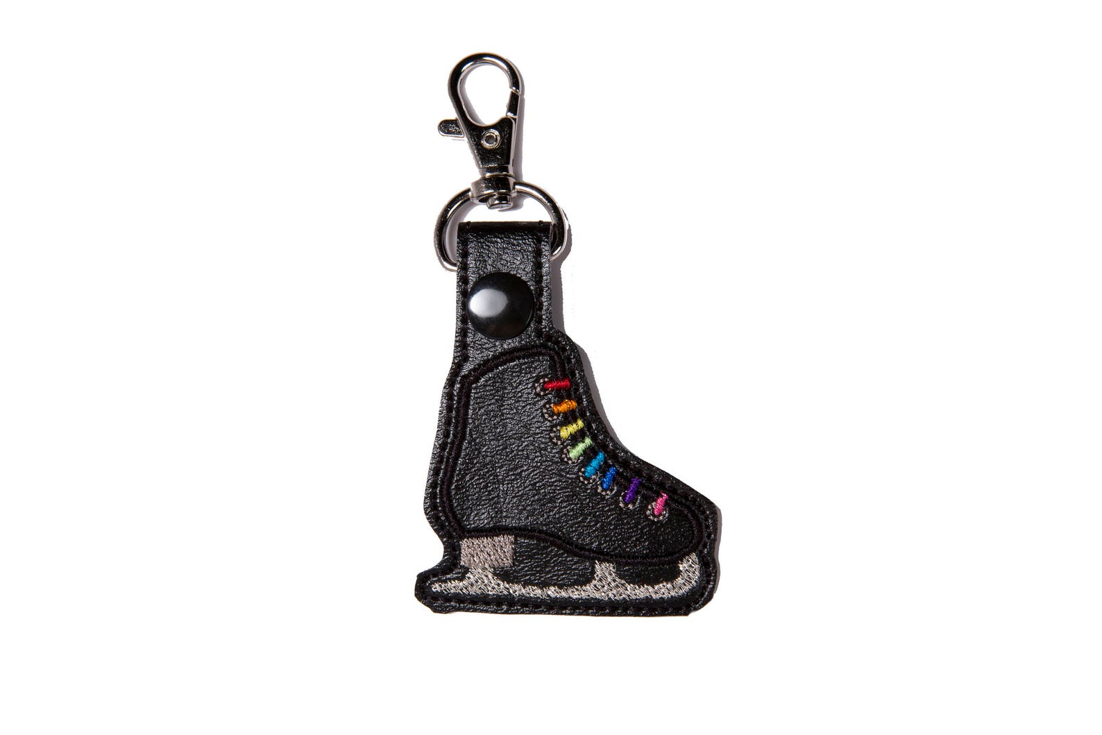 Ice Skate Snap Key Fob Key Chain, Embroidered Vinyl in Your Choice of 2 ...