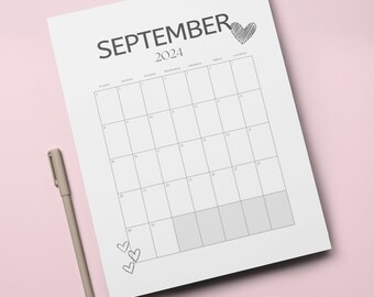 September 2024 Printable Calendar Minimalist Monthly Planner - Etsy