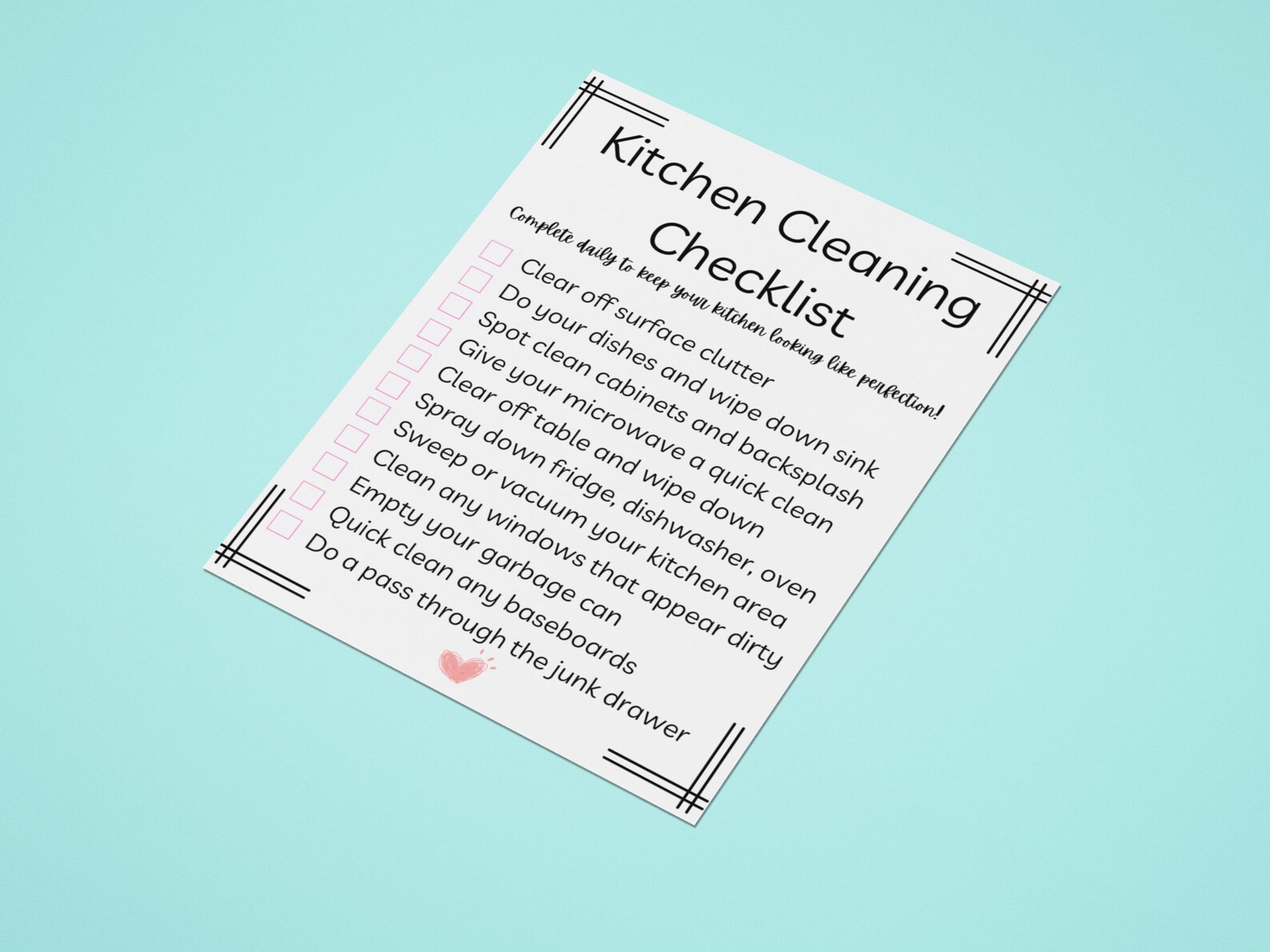 Kitchen Cleaning Checklist, Daily Kitchen Cleaning Checklist, Printable ...