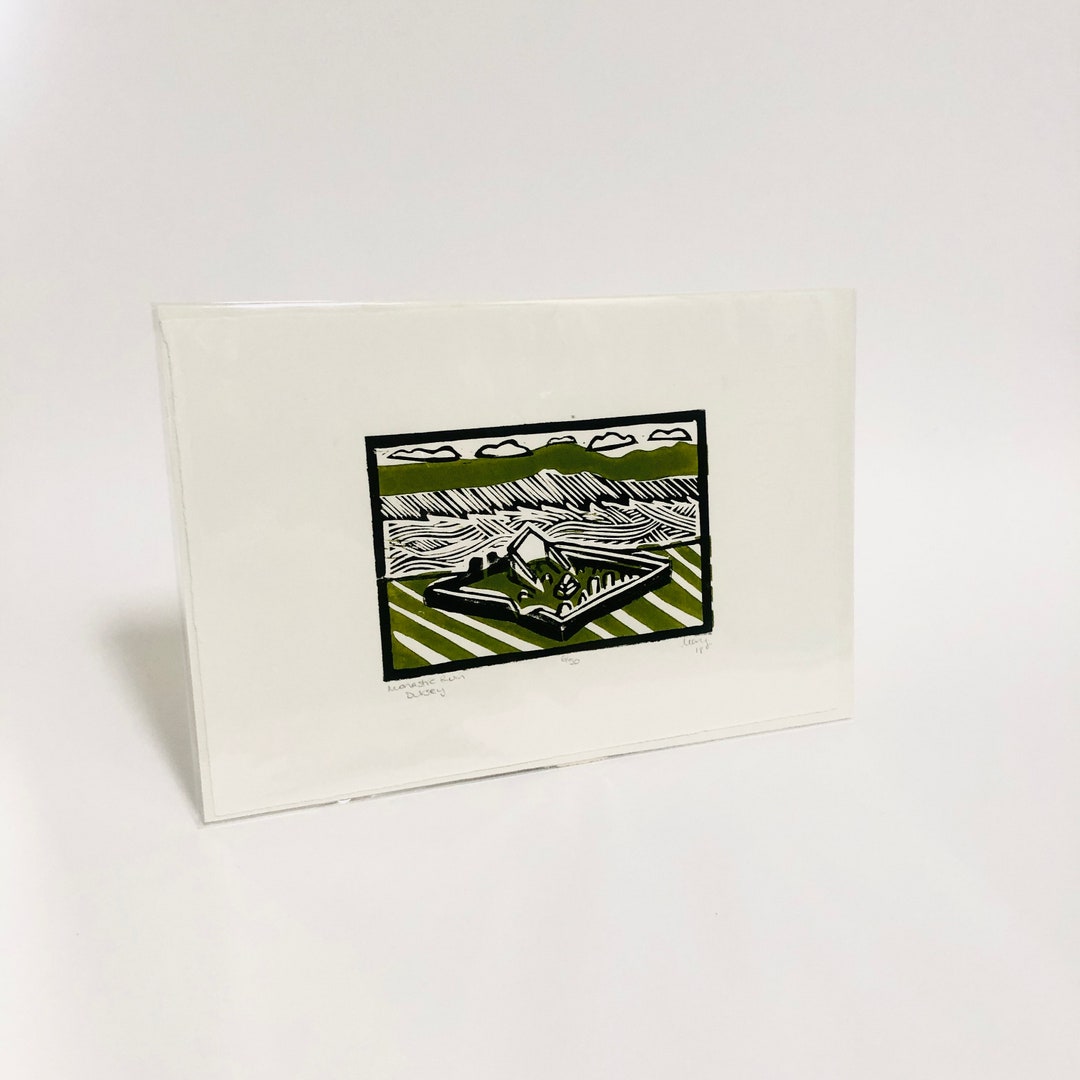 Monastic Ruin, Dursey Island | Handprinted Original Lino Cut Print by ...