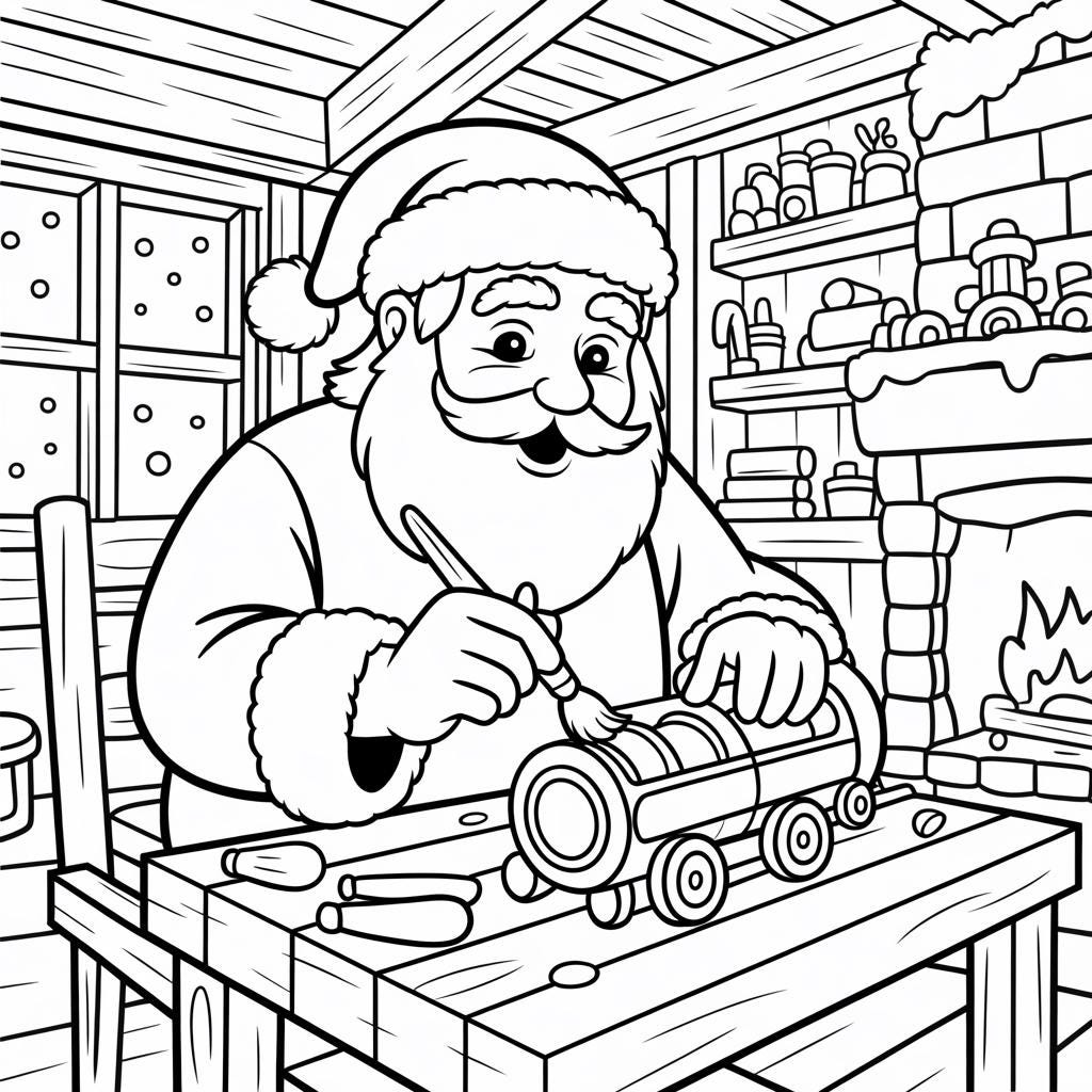 Santa Coloring Book for Kids Digital Download for Christmas Day Png ...