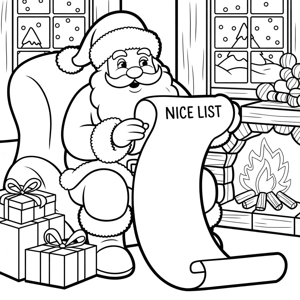 Santa Coloring Book for Kids Digital Download for Christmas Day Png ...