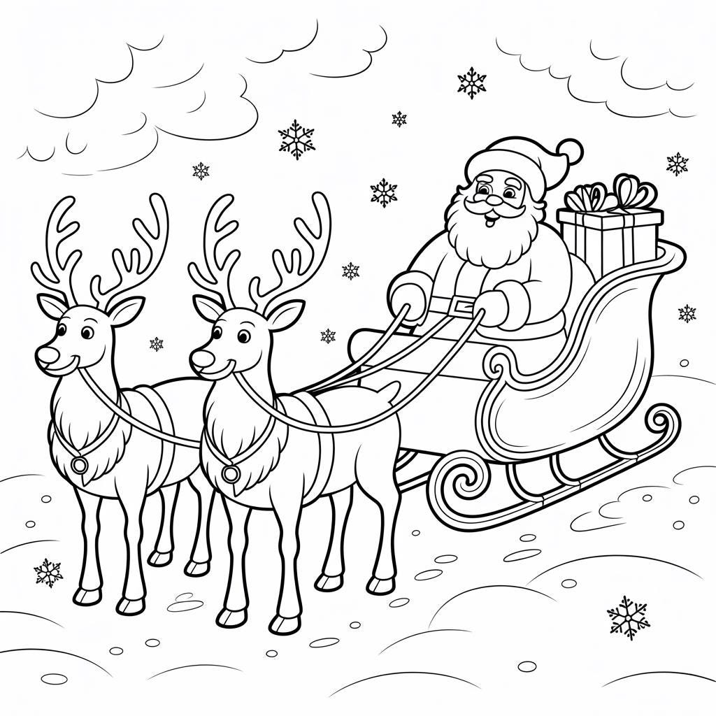 Santa Coloring Book for Kids Digital Download for Christmas Day Png ...