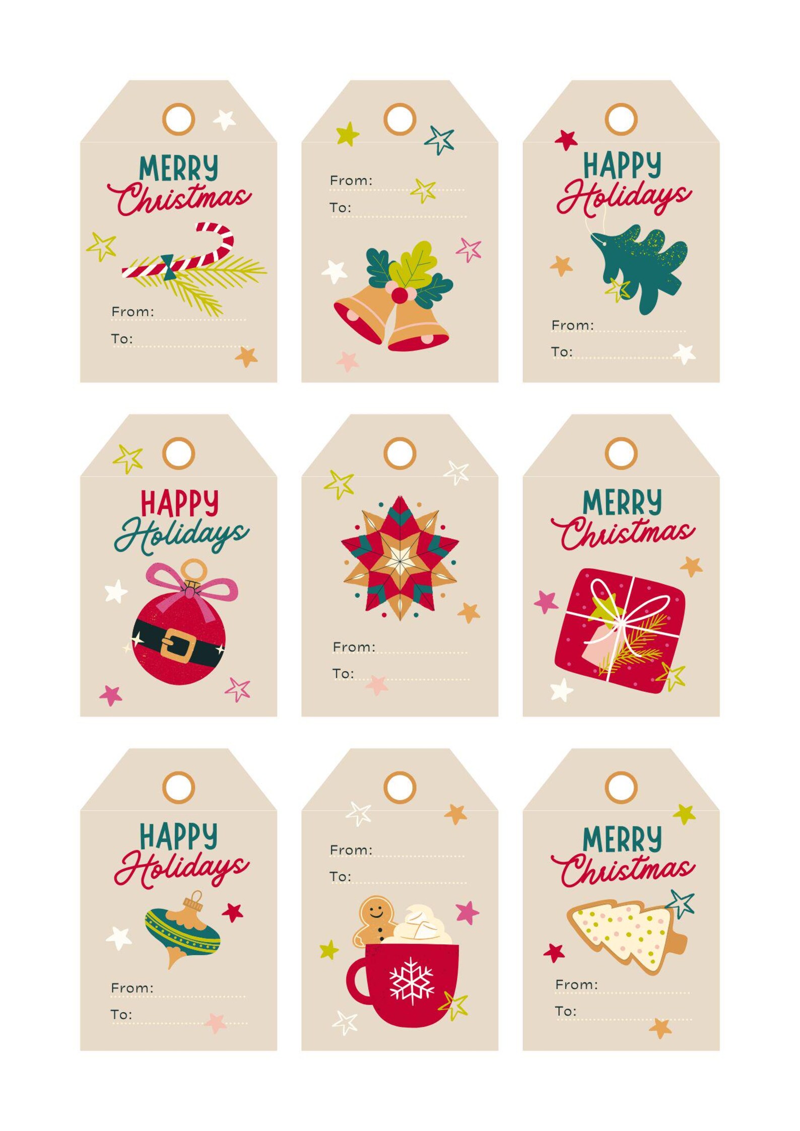 Christmas Gift Tags Printable Instant Download Holiday Tags - Etsy