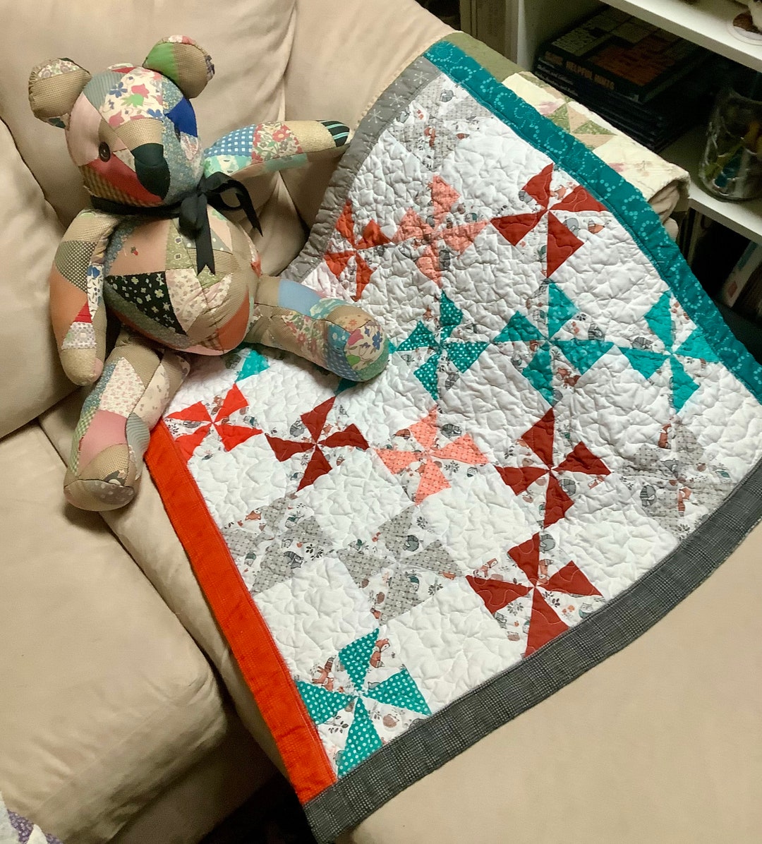 Baby Quilt, Woodland Critters Quilt, Forrest Nursery Blanket, Windmill Patchwork Quilt - Etsy