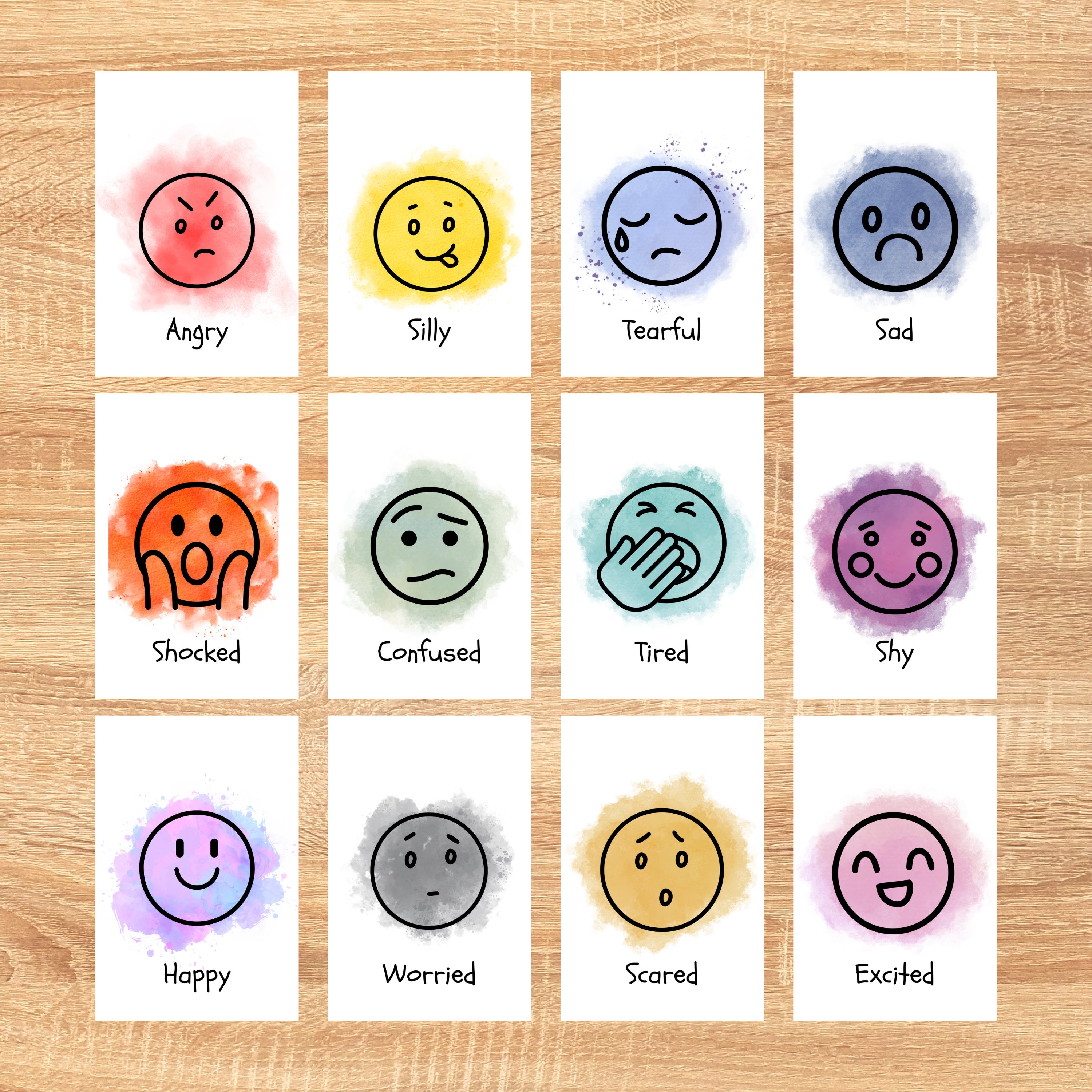 Instant Download. Kids Emotion/feelings Cards. 4x6inch, Set of 12 Cards ...