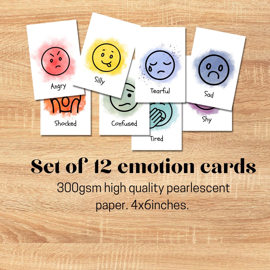 Kids Emotion/feelings Cards. 4x6inch, Set of 12 Cards. High Quality ...
