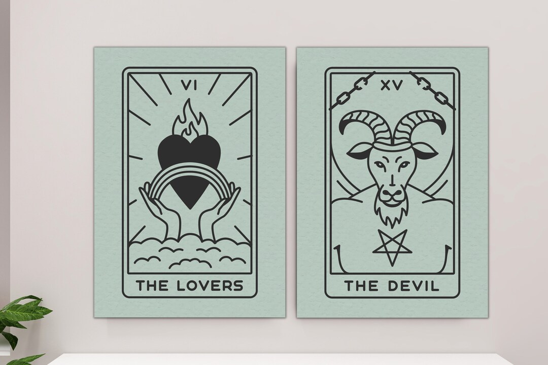 Tarot Card Wall Art. the Lovers. the Devil. A4 Matte Prints or Digital ...