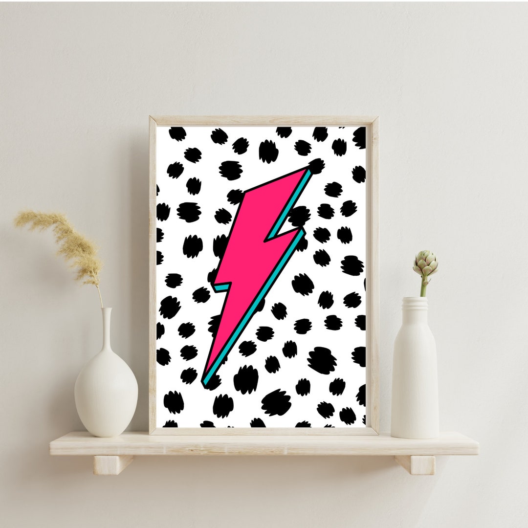 Lightning Bolt. Spotty Background. Wall Art. Gallery Wall. Bright Home ...