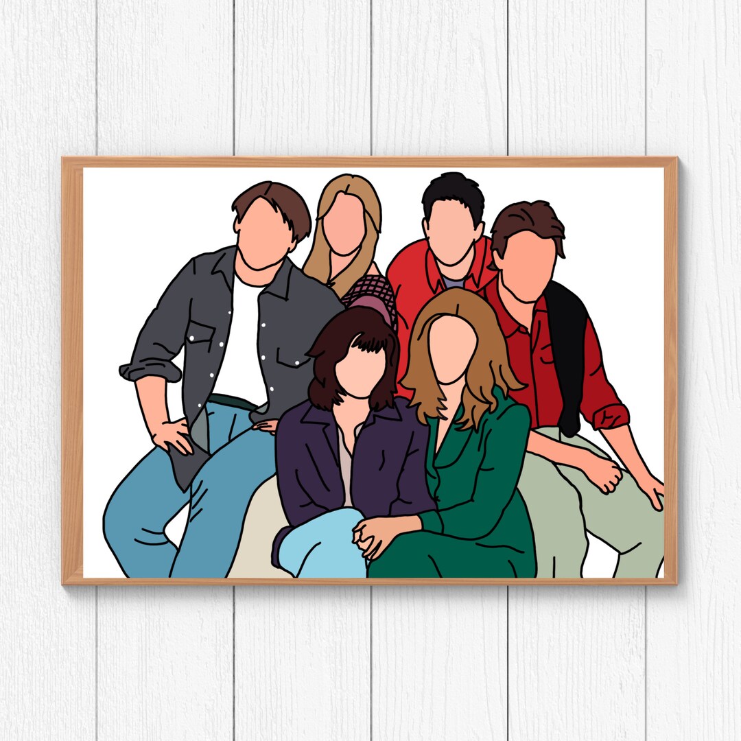 Friends TV Show Characters. Digitally Drawn Print. Multiple Sizes. - Etsy