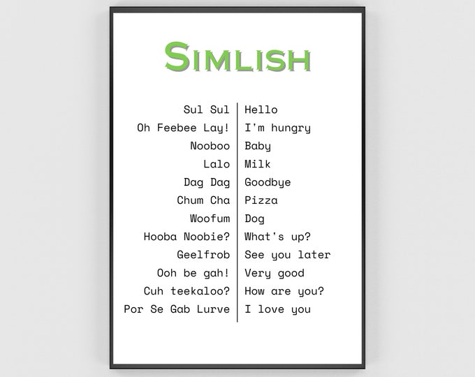 The Sims Inspired, Simlish Print. Sims Poster. Simlish. Sims Language ...