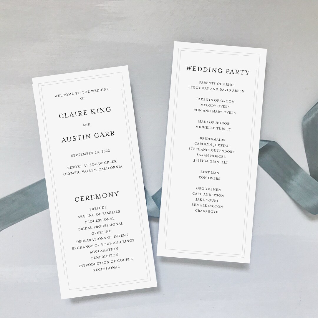 Simple Elegance Wedding Programs / 1181 - Etsy