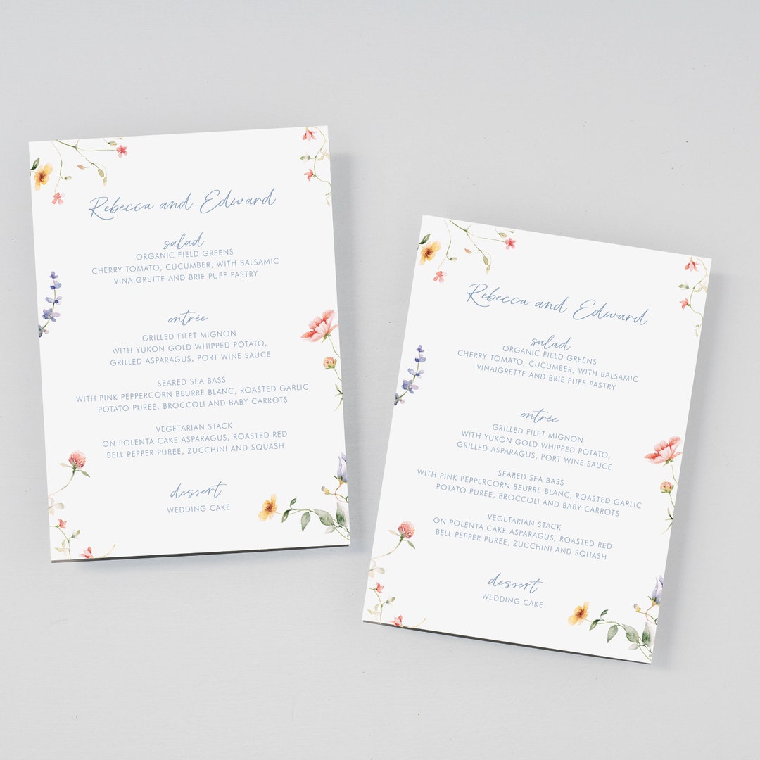 Wildflower Wedding Menu / 1252 - Etsy