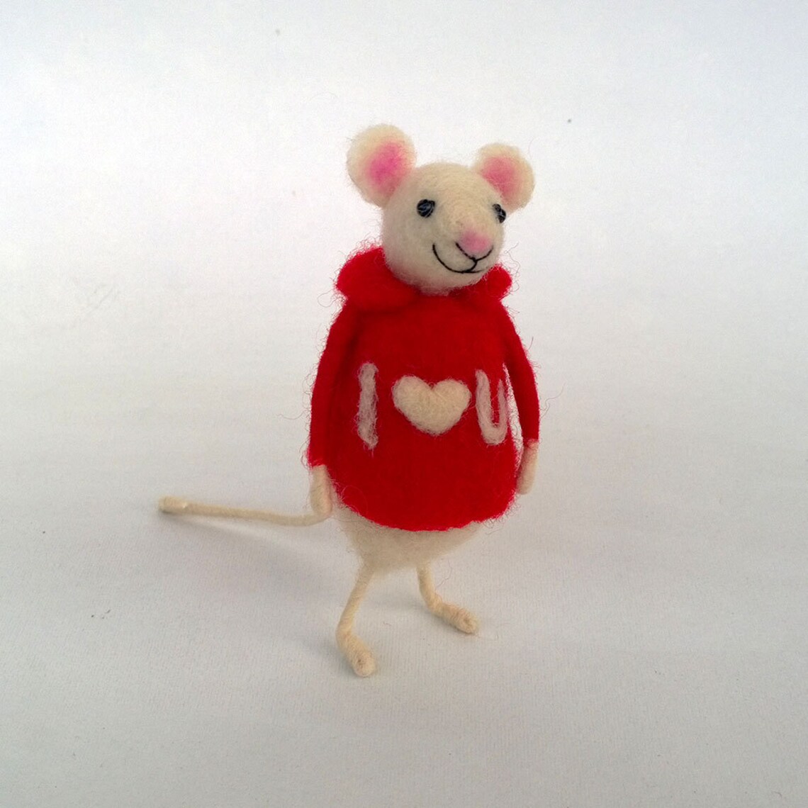 Valentines Day I LOVE YOU Mouse Gift Felt Mouse V Day Love Gift Tiny ...