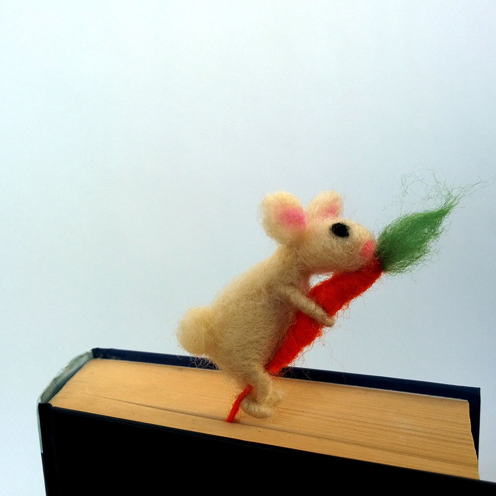 Bunny Bookmark White Woolen Rabbit Bookmark Animal Miniature - Etsy