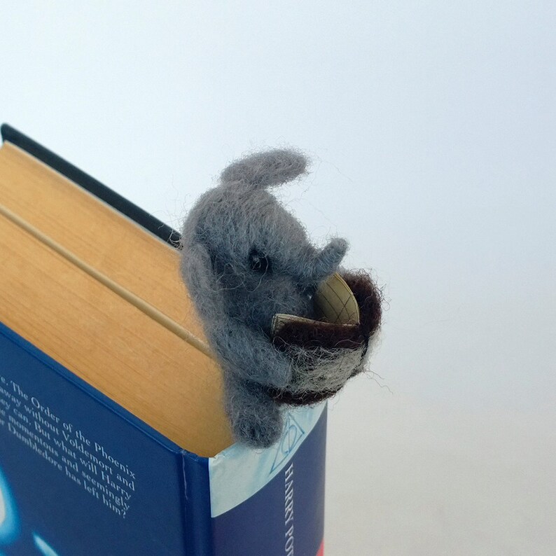 Felt Miniature Elephant Bookmark Book Lovers Gift Animal Miniature ...