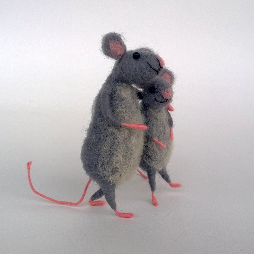 Needle Felted Couple Mouse 2 Cute Mice Miniature Animals Doll - Etsy