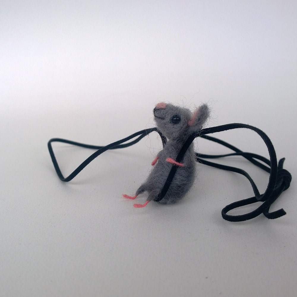 Necklace Mouse Needle Felted Mouse Accessory Woolen Unique - Etsy