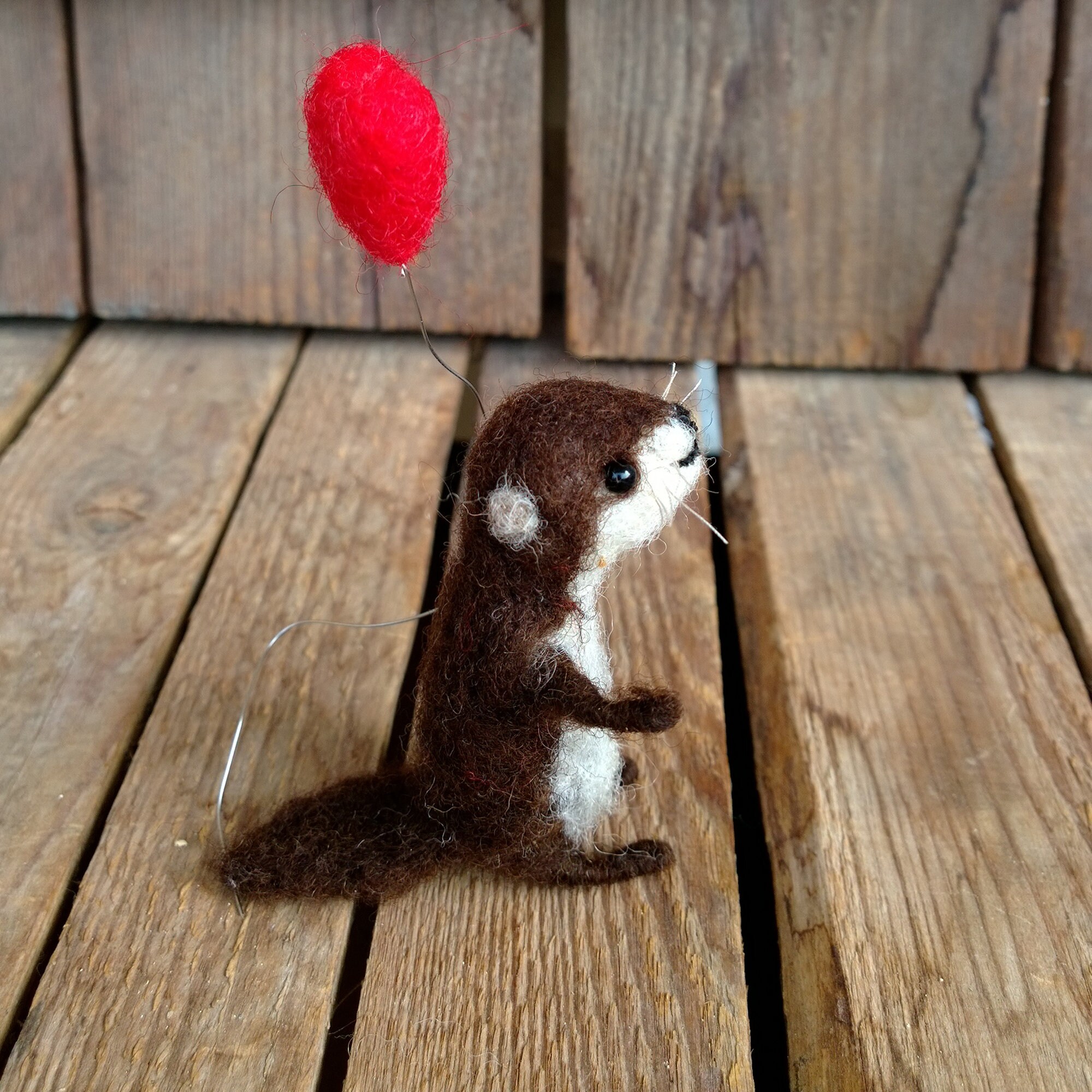 Valentines Day Gift Otter With Red Heart Balloon Woolen | Etsy