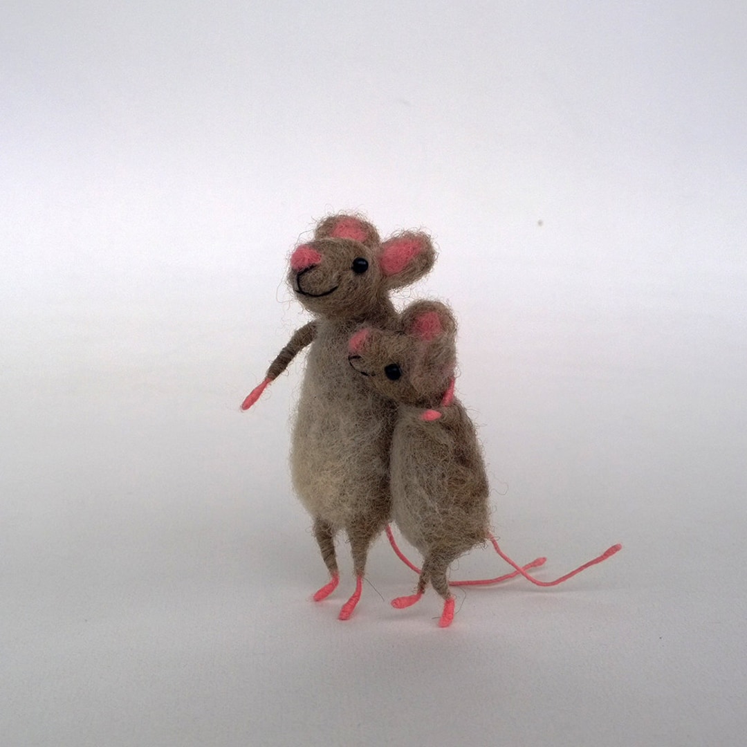 Mice Family Dolls Waldorf Cute Figurines Whimsical Art Fabric Mouse ...