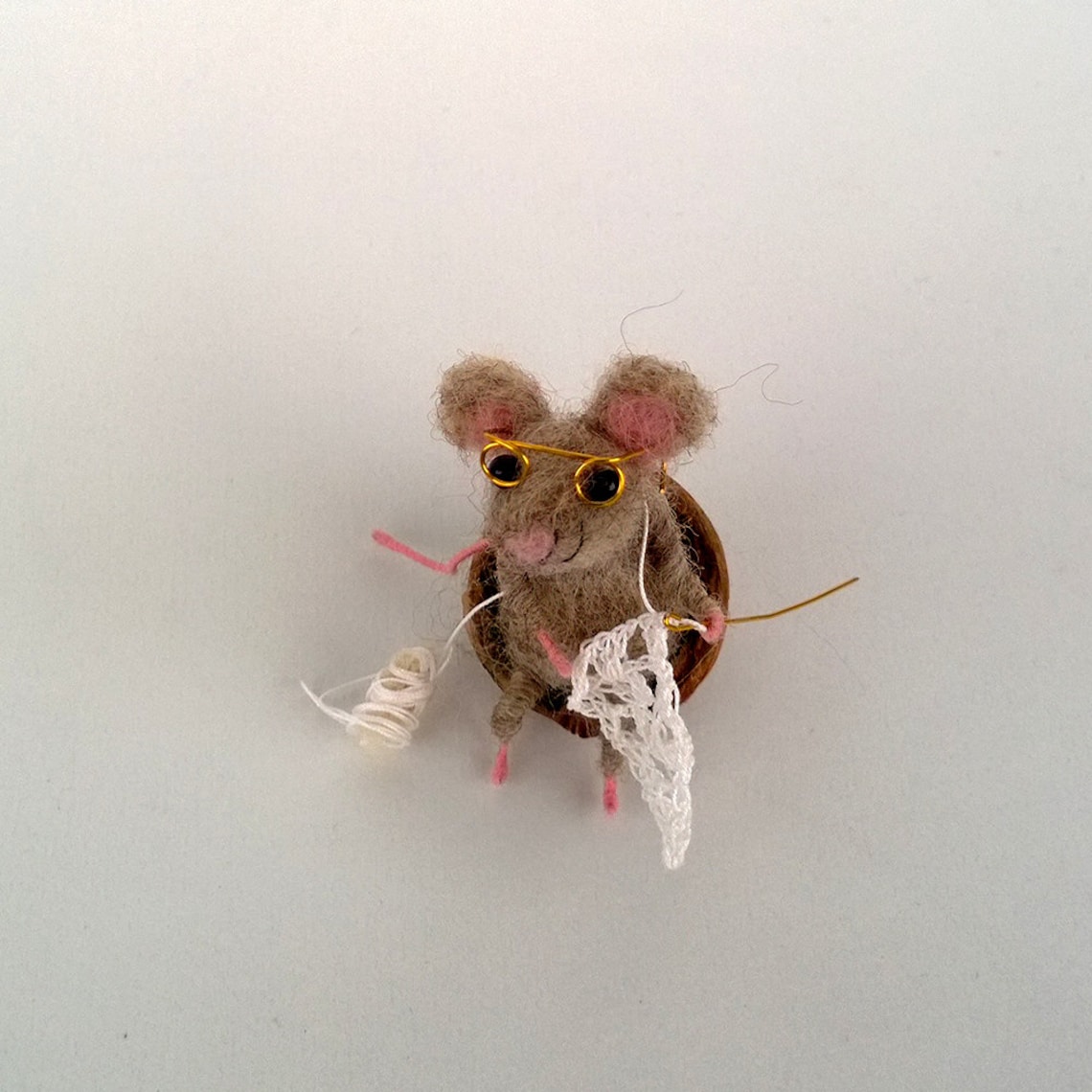 Knitting Miniature Mouse Felt Animal Whimsical Mouse in - Etsy