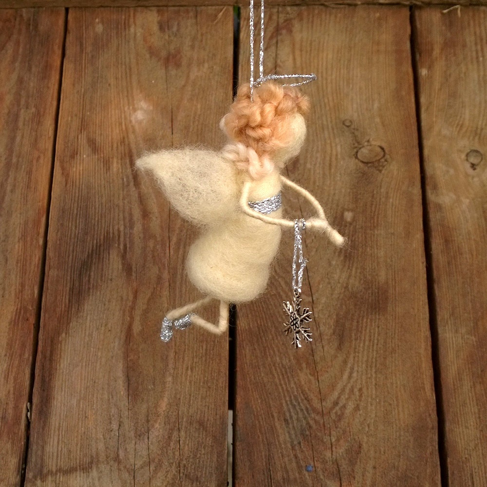Christmas Angel Silver Snowflake Ornament Waldorf Angel Christmas Tree ...
