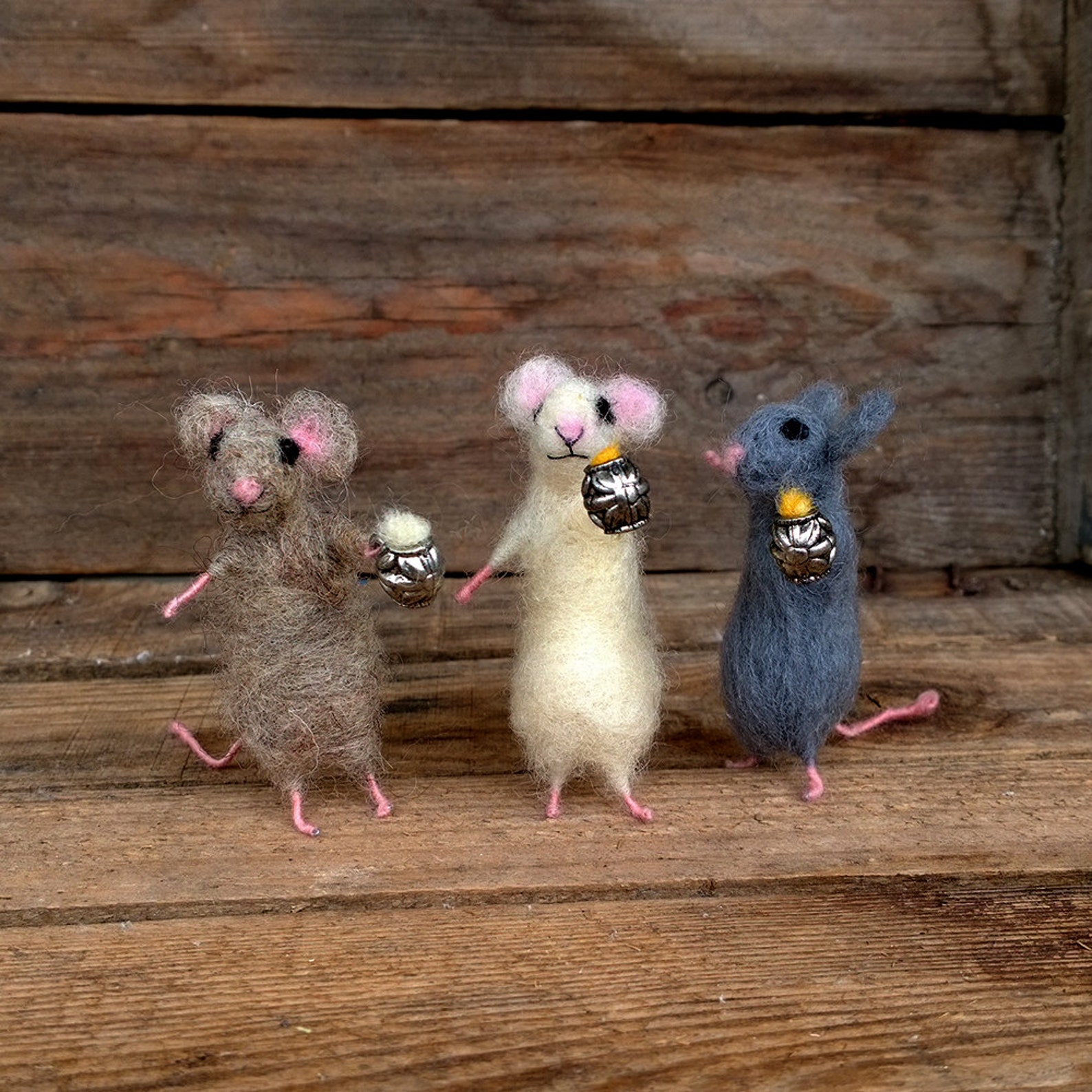 Felt Miniature Animals Mice Drinking Beer Mini Party Animal - Etsy