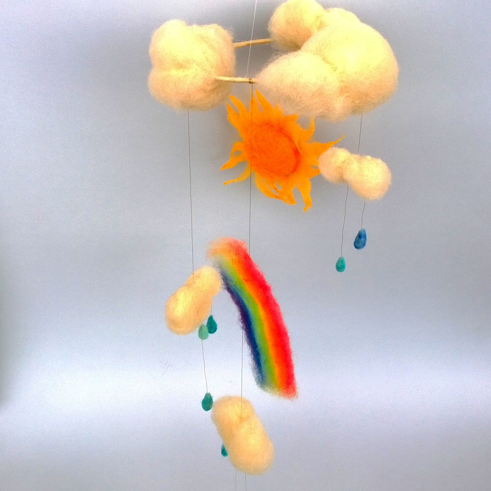 Rainbow Mobile Felt Sun Clouds Raindrops Baby Crib Décor - Etsy